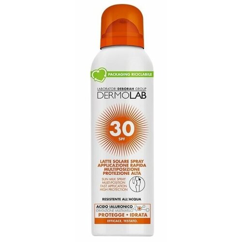 Солнцезащитное молочко-спрей для лица и тела Deborah Dermolab, Sun Milk Spray Multi-Position Fast Application High Protection, SPF 30, 150 мл