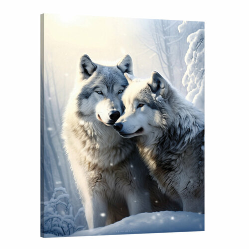 Интерьерная картина 50х70 "Нежность волков"