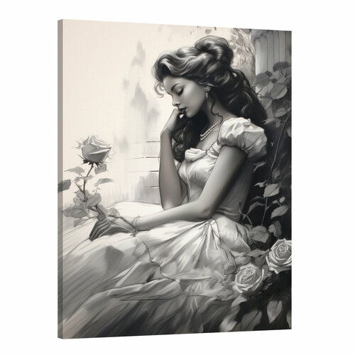 Интерьерная картина 50х70 "Принцесса в розовом саду"