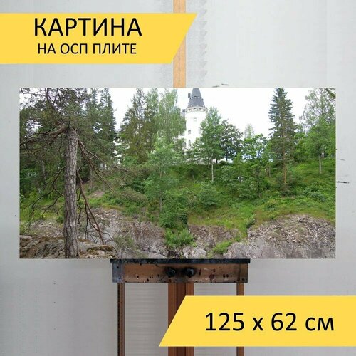Картина на ОСП 125х62 см. "Пейзаж, природа, финляндия" горизонтальная, для интерьера, с креплениями