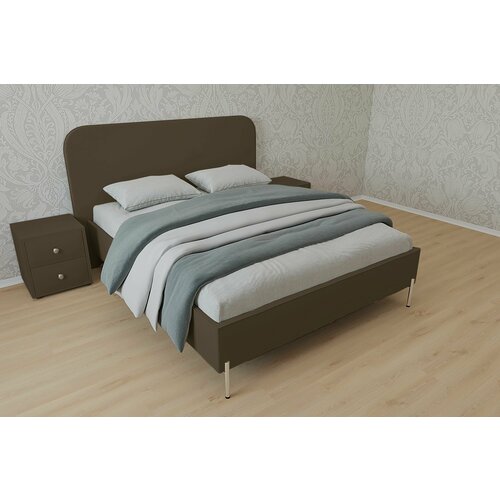 Двуспальная кровать Токио 180x200 с подъемным механизмом и с коробом для белья велюр коричневый без ножек