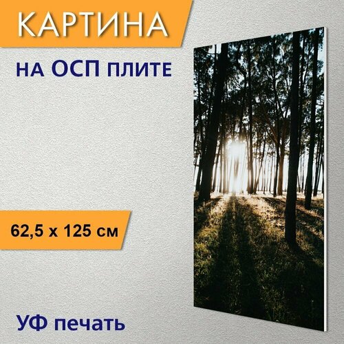 Вертикальная картина на ОСП "Лес, дерево, природа" 62x125 см. для интерьериа
