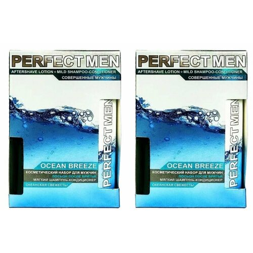 Perfect Men Подарочный набор Ocean Breeze, Шампунь-кондиционер для волос 250 мл + лосьон после бритья 100 мл, 2 уп