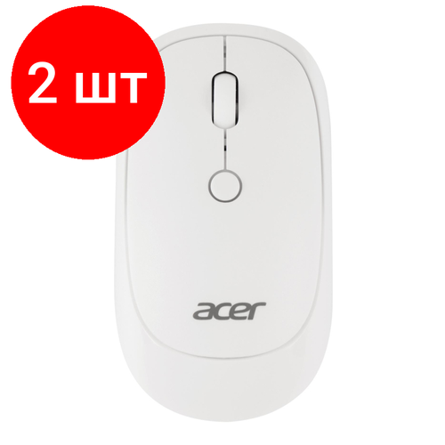 Комплект 2 штук, Мышь компьютерная Acer OMR138 белый (1600dpi) WLS USB (4кн) (ZL. MCEEE.01L)