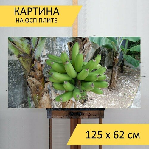 Картина на ОСП 125х62 см. "Бермуды, бананы, завод" горизонтальная, для интерьера, с креплениями