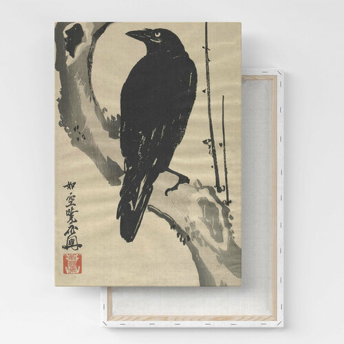 Картина на холсте, репродукция / Каванабэ Кёсай - Two Ravens On Plum Tree / Размер 30 x 40 см
