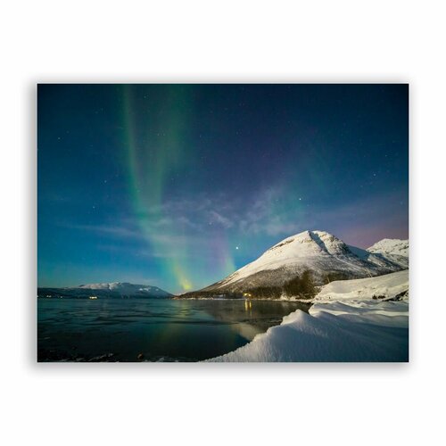 Постер, плакат на бумаге / Природа Норвегии - Пейзаж. Северное сияние / Размер 30 x 40 см