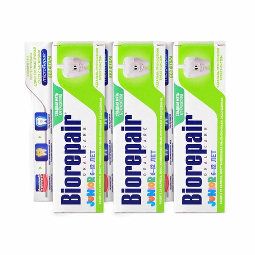 Детская зубная паста Biorepair Junior Мята 75 мл (3 штуки)