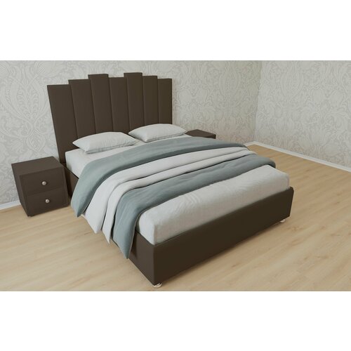 Двуспальная кровать Джульетта 180x200 основание металлическое с ламелями велюр коричневый без ножек