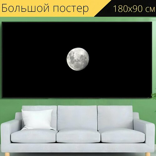 Большой постер "Лунный, луна, астрономия" 180 x 90 см. для интерьера