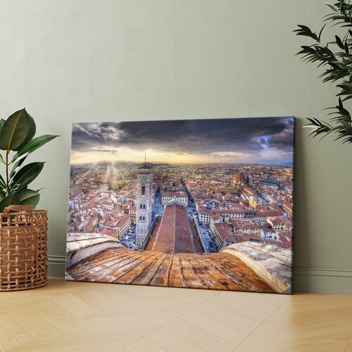 Картина на холсте (Вид с вершины собора во Флоренции, Италия) 30x40 см. Интерьерная, на стену.