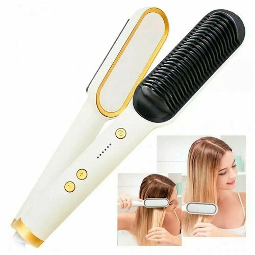 Электрическая расческа-выпрямитель Straight Comb Temperture Control, цвет белый Подарок для девушки маме для любимых близких Новый год