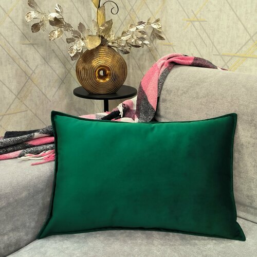 Декоративная подушка из бархата, 40х60, цвет зеленый