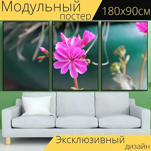 Модульный постер "Сочный, весенние цветы, ботанический" 180 x 90 см. для интерьера
