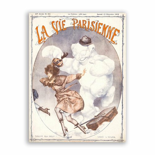 Постер на бумаге в стиле Пин-ап / La Vie Parisienne - Sauve Qui Peut! Voici LHiver / Размер 30 x 40 см