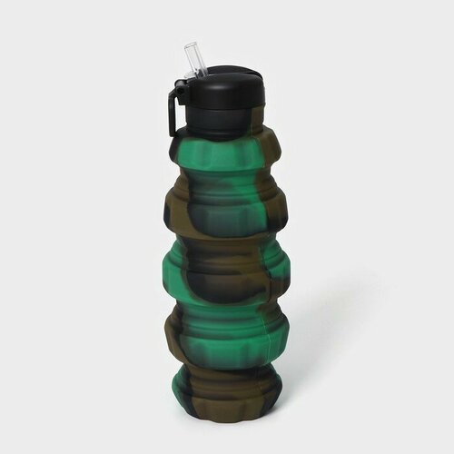 Бутылка для воды складная «Милитари», 500 мл, 7×21 см, цвет зелёный