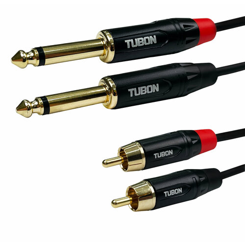 Кабель TUBON Аудио межблочный 2 x 6.3 мм jack (M) Mono - 2 x RCA (M) OD4.0 ПВХ 2J2R001 5м