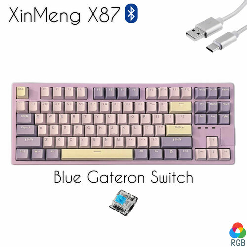 Игровая механическая клавиатура X87 Pro (Blue Switch) Bluetooth / Type-C с приятным RBT пластиком