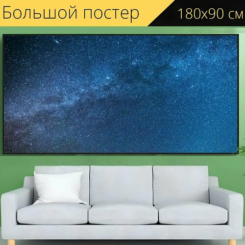 Большой постер "Звезды, млечный путь, звездные скопления" 180 x 90 см. для интерьера