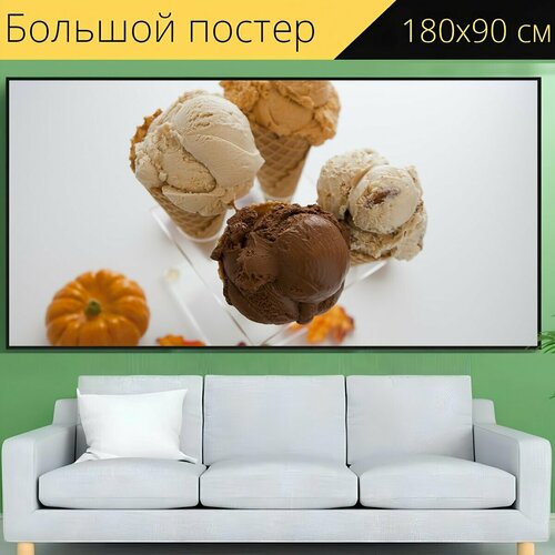 Большой постер "Мороженое, милая, десерт" 180 x 90 см. для интерьера