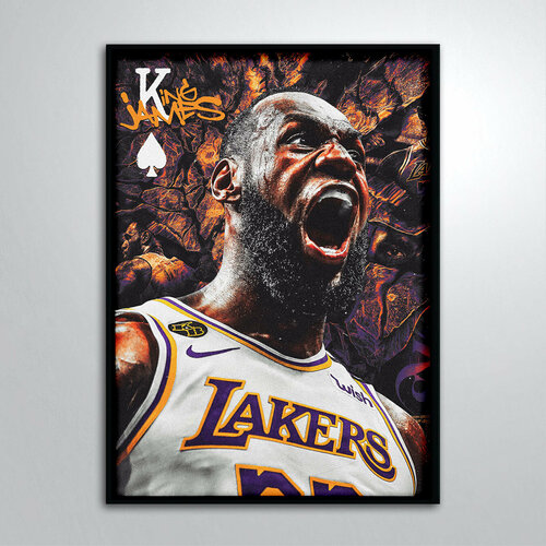 Постер в раме/Картина на стену/Баскетбол NBA Леброн Джеймс НБА «Лос-Анджелес Лейкерс» Король LeBron James