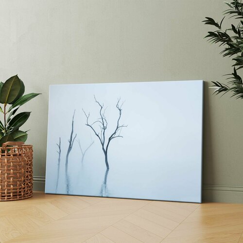 Картина на холсте (Мертвые деревья в тумане) 30x40 см. Интерьерная, на стену.