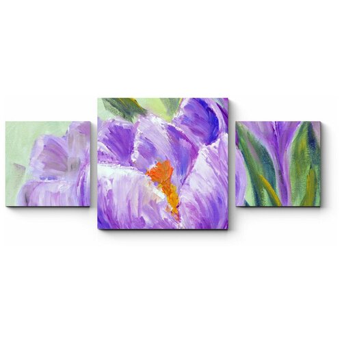 Модульная картина Цветы, нарисованные маслом 140x60