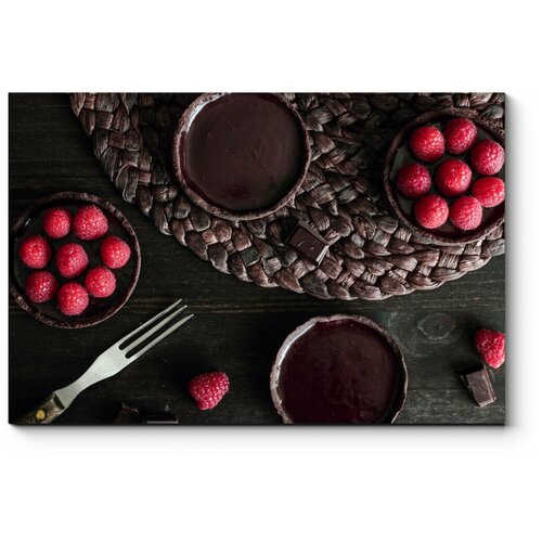 Модульная картина Шоколадный пирог с малиной 80x53