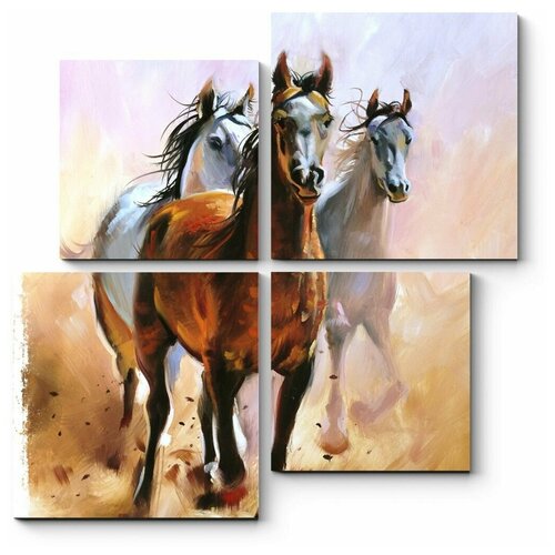 Модульная картина Трио бегущих по пустыне 110x110