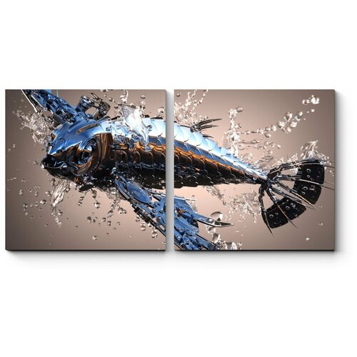 Модульная картина Стальная рыбка 130x65