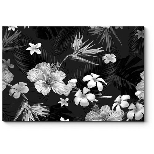 Модульная картина Черно-белый цветочный узор 60x40