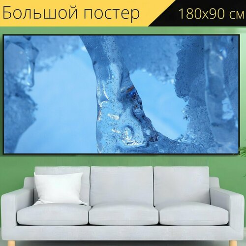 Большой постер "Лед, зима, ледник" 180 x 90 см. для интерьера