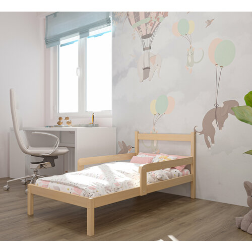 Кровать детская, подростковая "Мира", спальное место 160х80, в комплекте с ортопедическим матрасом, натуральный цвет, из массива