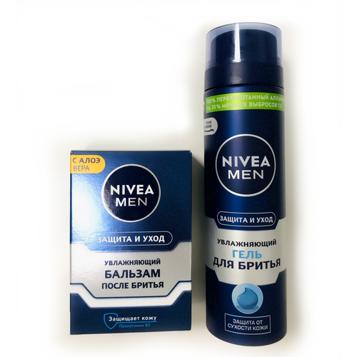 Комплект для бритья Nivea Men Защита и уход Гель для бритья 200 мл + Бальзам после бритья 100 мл