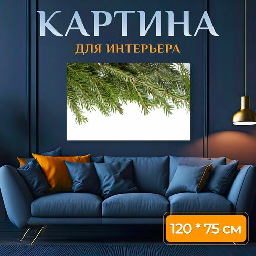 Картина на холсте "Ветки ели, елка, ветки" на подрамнике 120х75 см. для интерьера