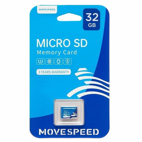 Карта памяти Move Speed FT100 MicroSD, 32 Гб, без адаптера, class 10, 1 шт
