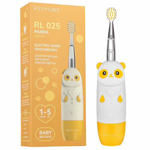 Детская электрическая зубная щётка Revyline RL 025 Panda, желтая