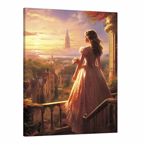 Интерьерная картина 50х70 "Принцесса и ее магический мир"