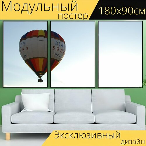 Модульный постер "Воздушный шар, муха, поплавок" 180 x 90 см. для интерьера