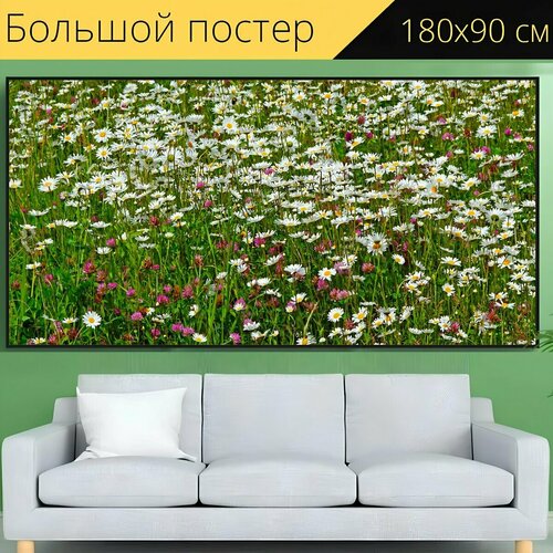 Большой постер "Природа, растения, цветы" 180 x 90 см. для интерьера