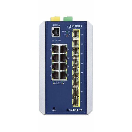 Коммутатор Planet Industrial IGS-6325-8T8S /PoE 320Вт./Управляемый Layer 3