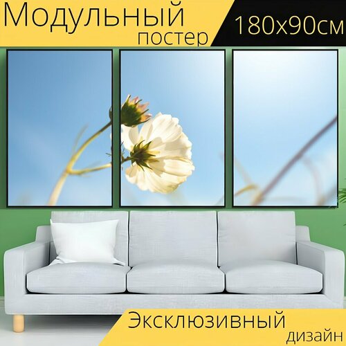Модульный постер "Весна, весенние цветы, цветы" 180 x 90 см. для интерьера