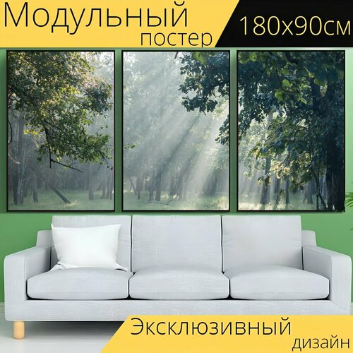 Модульный постер "Джунгли, лес, деревья" 180 x 90 см. для интерьера