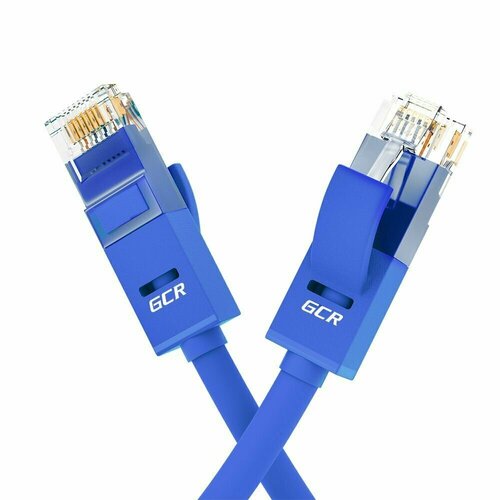 Плоский Патч-корд КАТ.6 UTP Lan кабель для интернета GCR PROF 5м ethernet HIGH speed 10 Гбит/с синий GCR-LNC500