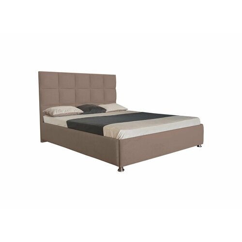 Двуспальная кровать Флорида Нью 160x200 с подъемным механизмом и с коробом для белья велюр бежевый ножки 5 см
