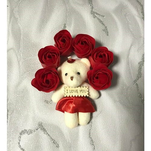 Набор "Мыльные розы с мишкой" - подарок на 8 Марта и 14 Февраля
