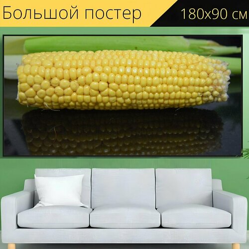 Большой постер "Кукуруза, початок, кукуруза в початках" 180 x 90 см. для интерьера