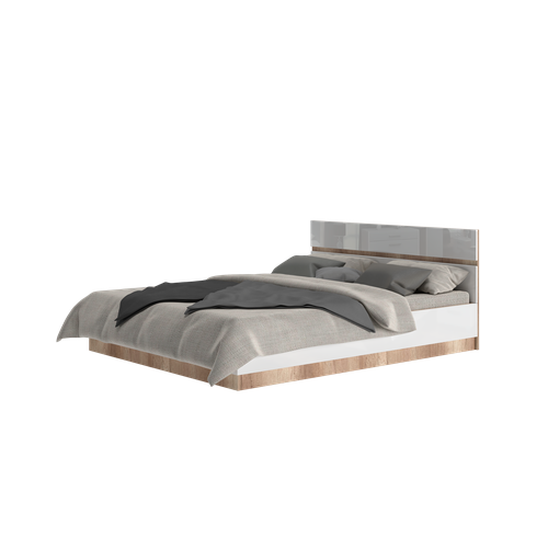 Кровать D5, спальное место1,4 х2м (Модульная система "Вегас") каньон- белый глянец