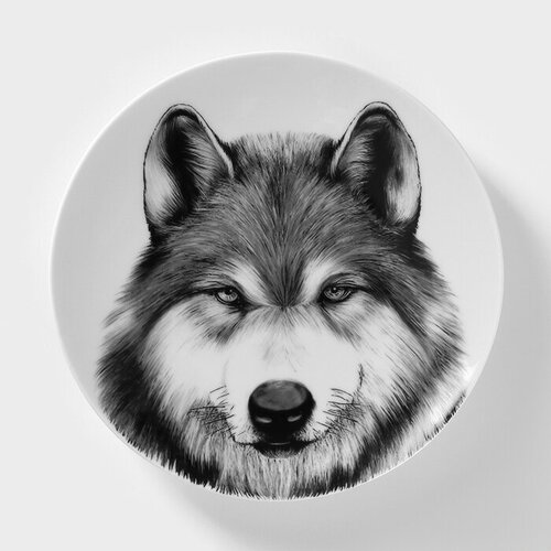 Тарелка фарфоровая Волк, d-20 см