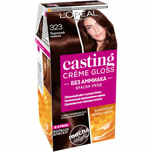 L'Oreal Paris Стойкая краска-уход для волос Casting Creme Gloss 323, Черный шоколад